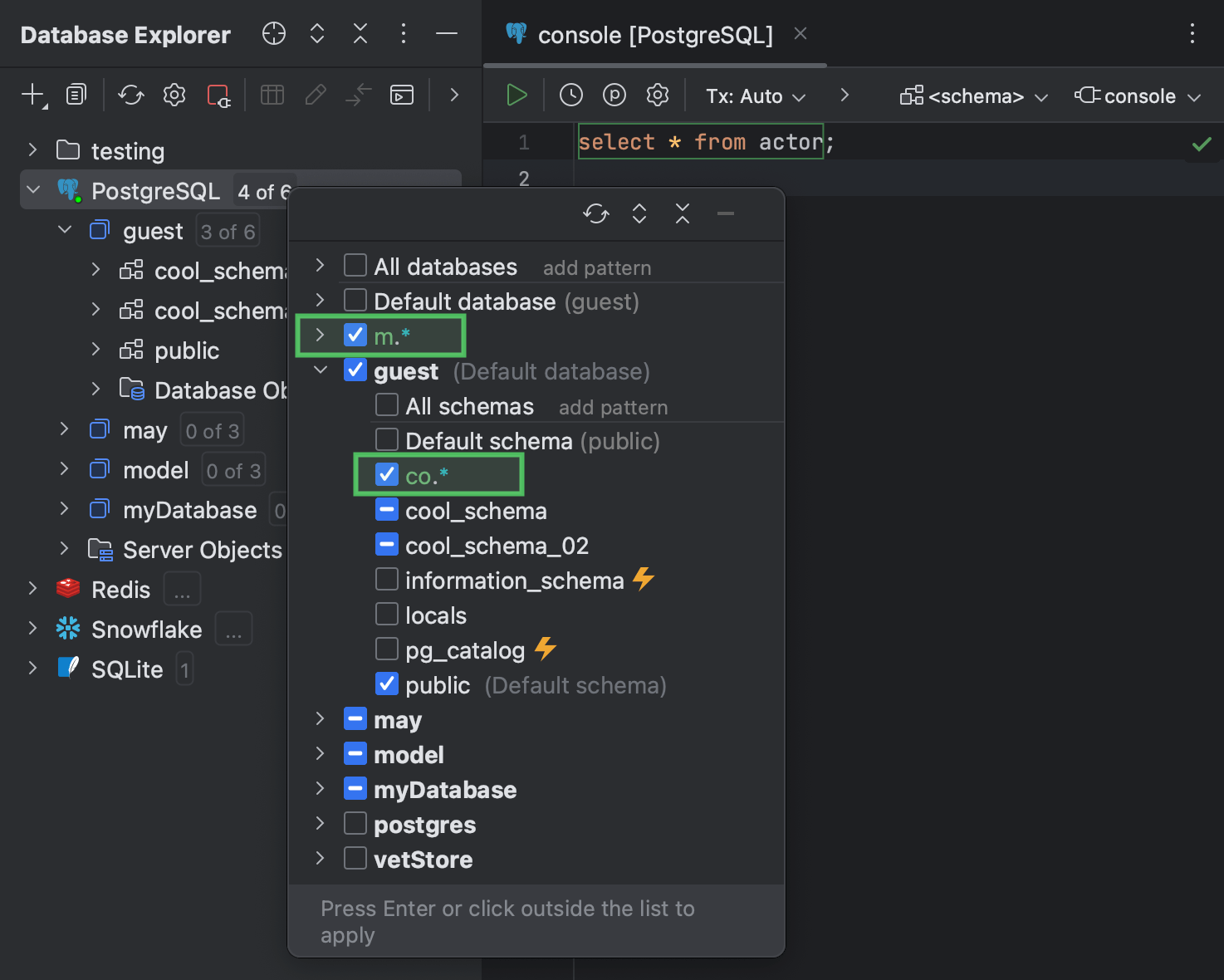 Schemas | DataGrip Documentation