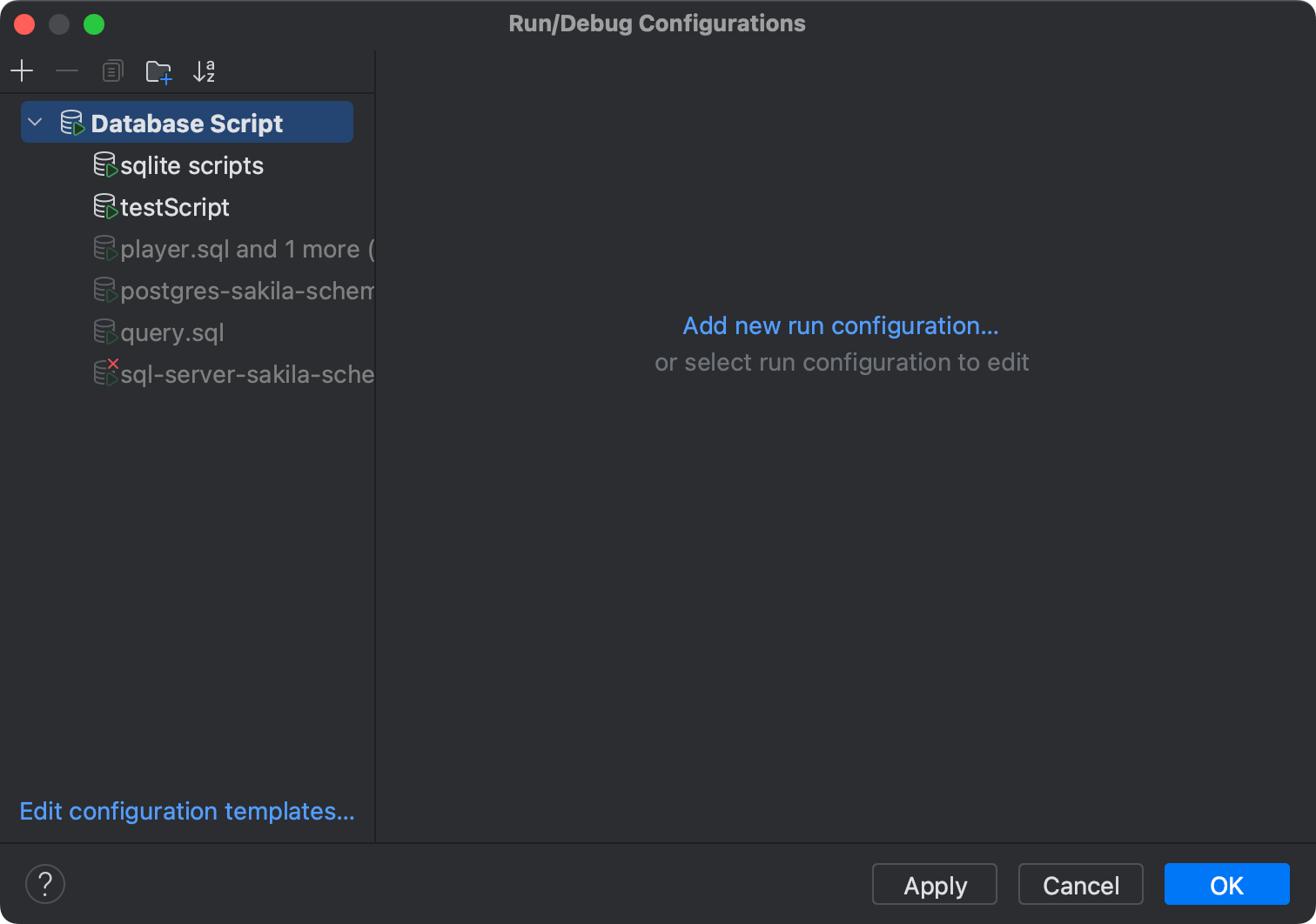 Using run/debug configurations | DataGrip Documentation