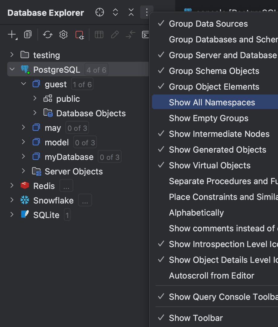 Schemas | DataGrip Documentation