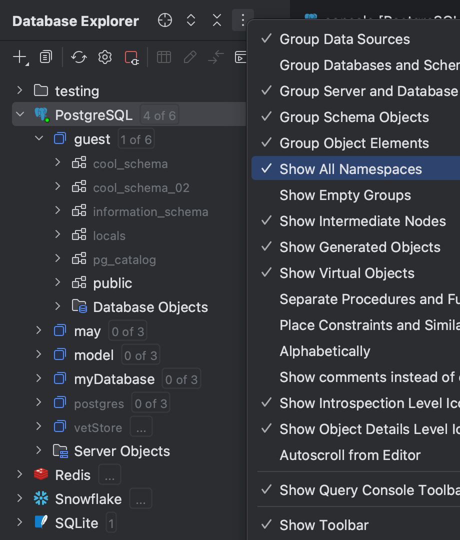 Schemas | DataGrip Documentation