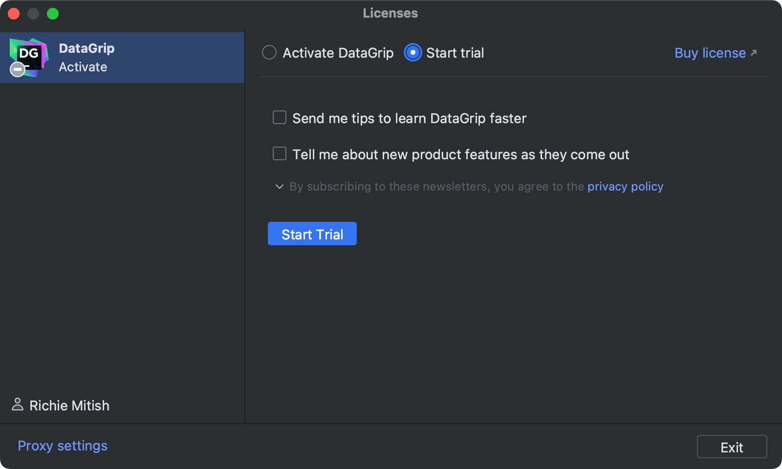 Register DataGrip | DataGrip Documentation
