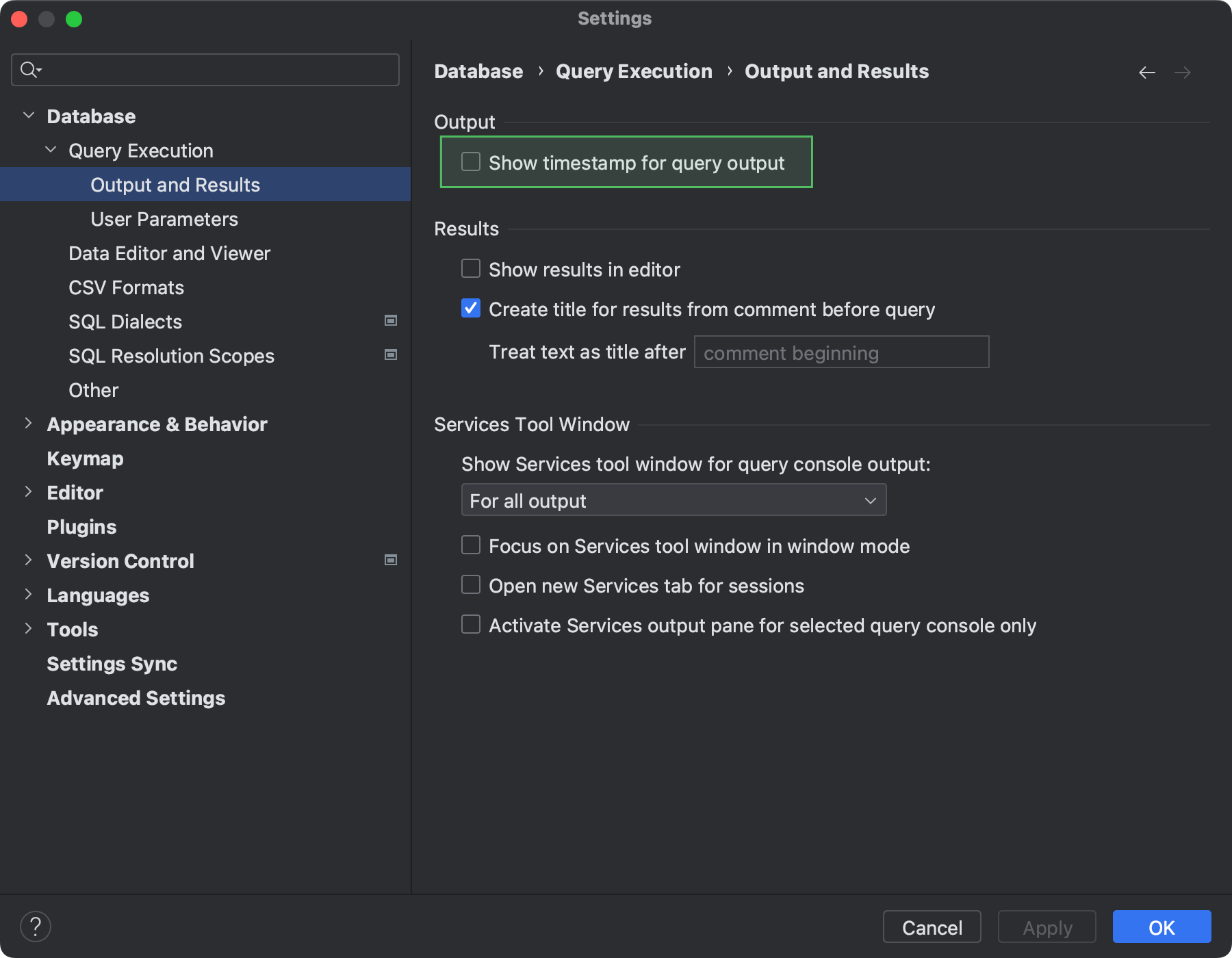 Query results | DataGrip Documentation