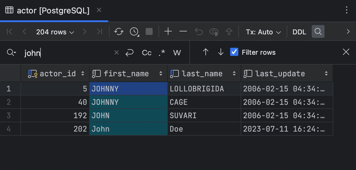 Filter data | IntelliJ IDEA Documentation