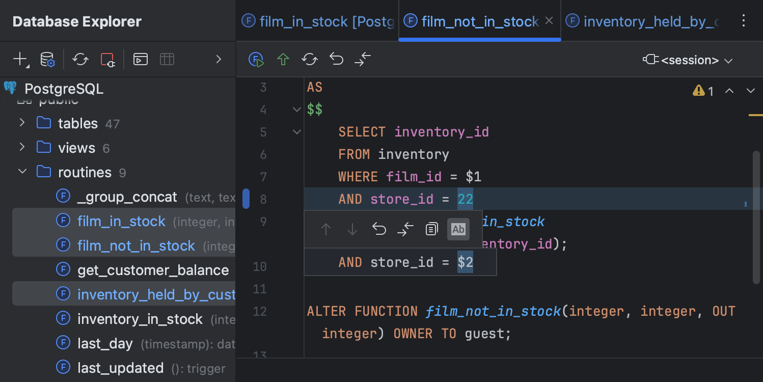 Update Source Code Of Database Objects Datagrip Documentation