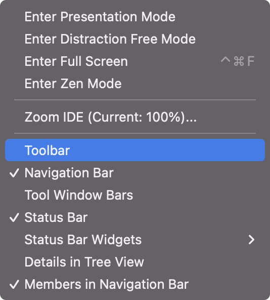 Menus and toolbars | DataGrip Documentation
