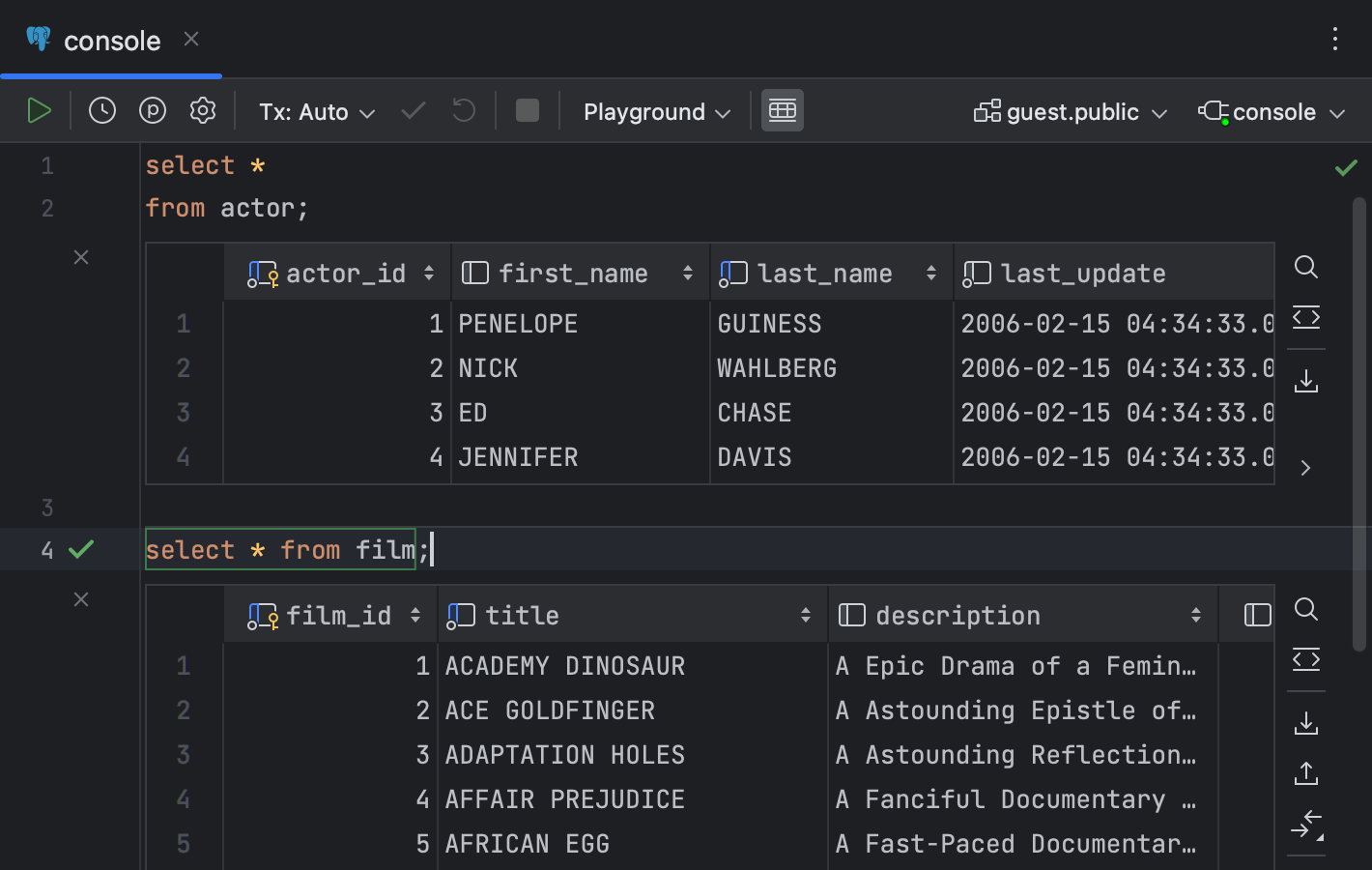 Query results | DataGrip Documentation