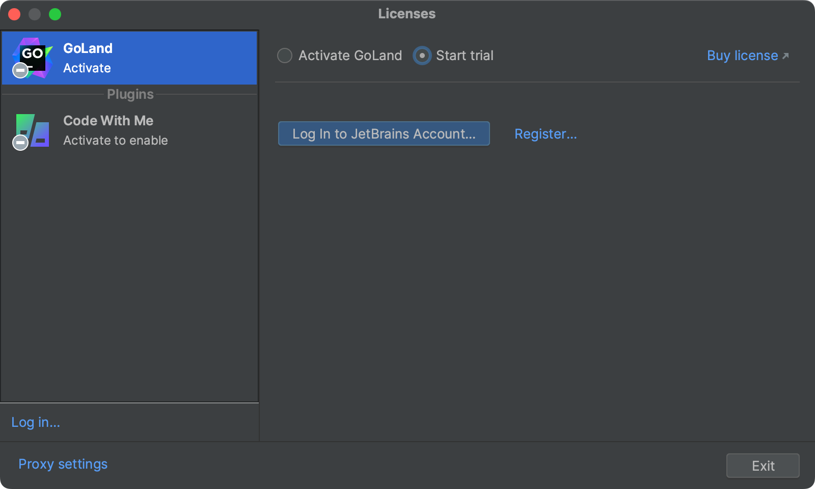 Register GoLand | GoLand Documentation