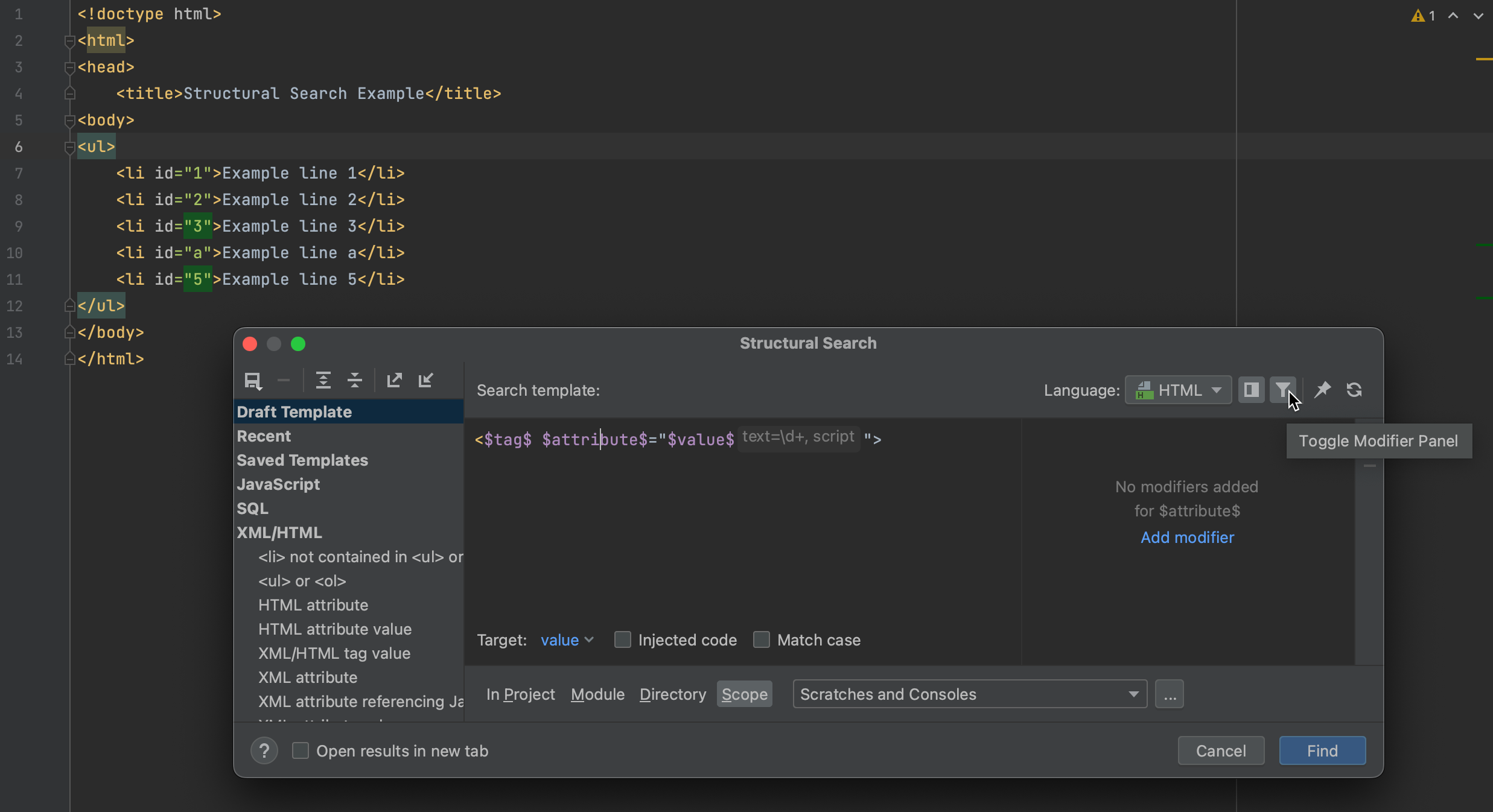 Structural search and replace | GoLand Documentation