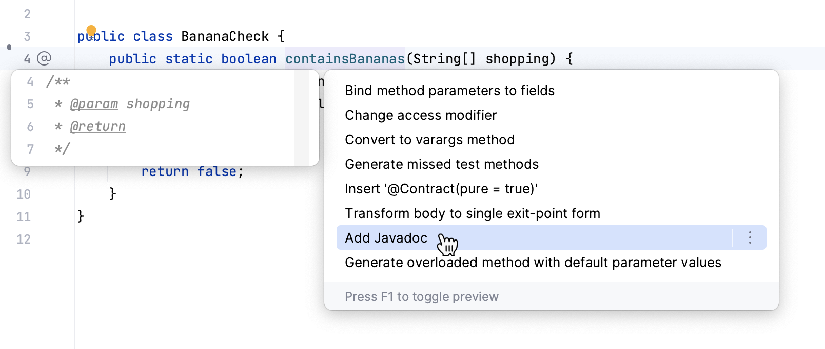 Javadoc IntelliJ IDEA 