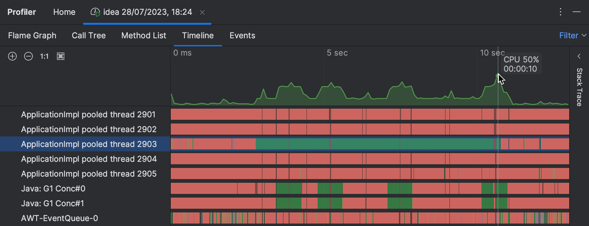 Read the profiler snapshot | IntelliJ IDEA Documentation