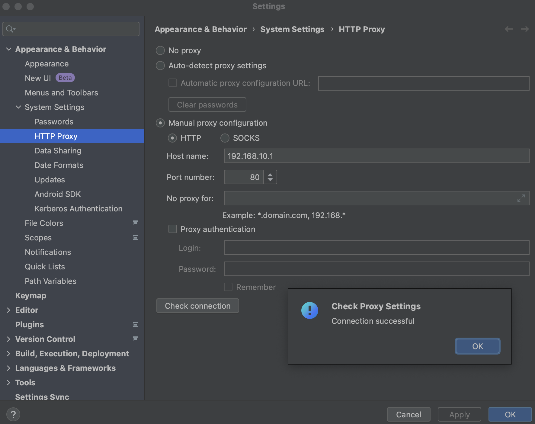 HTTP Proxy | PyCharm Documentation