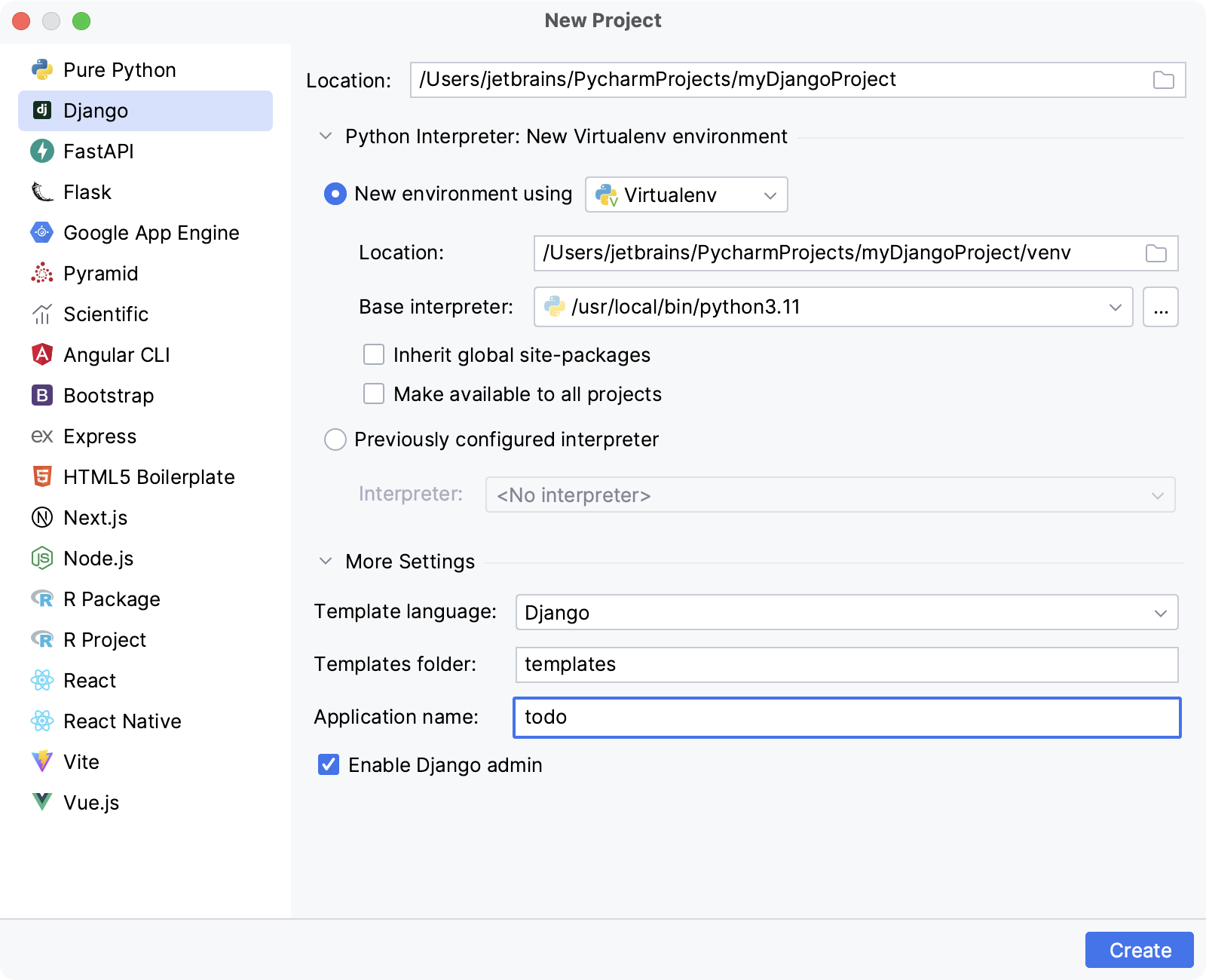 Create A Django Project PyCharm Documentation