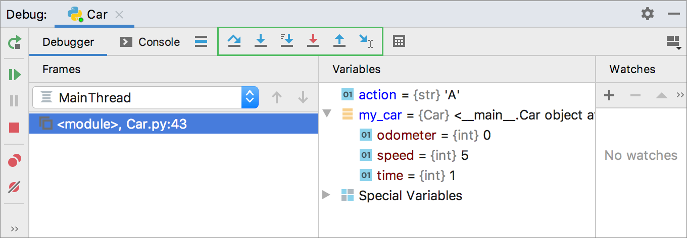 Step Through The Program PyCharm Documentation