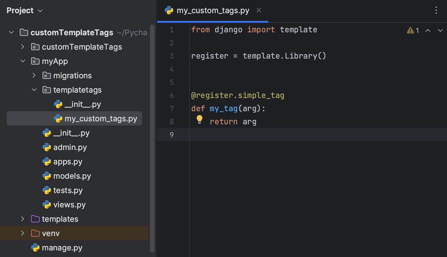 Create and use custom template tags | PyCharm Documentation