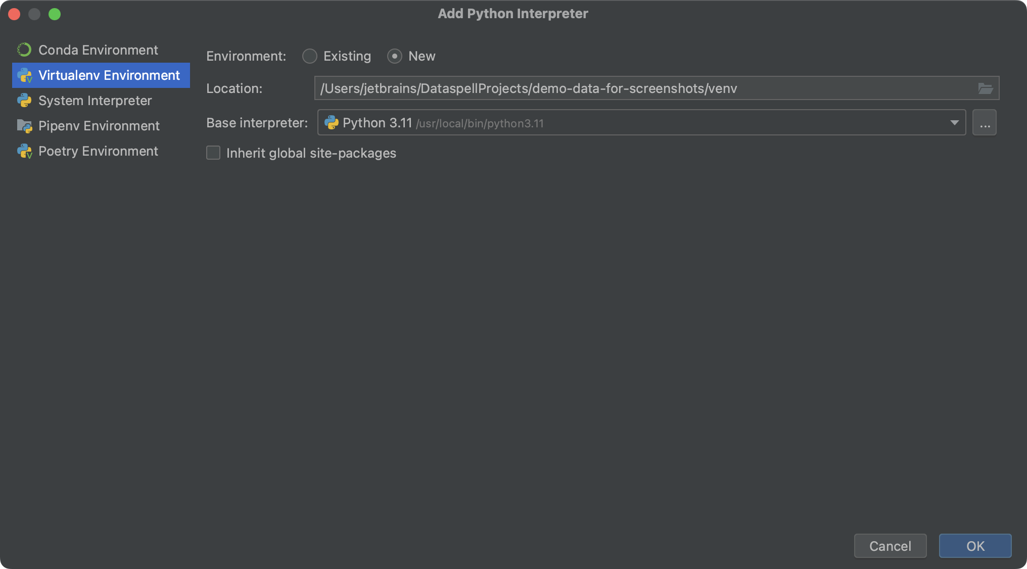 Set up a working environment | DataSpell Documentation