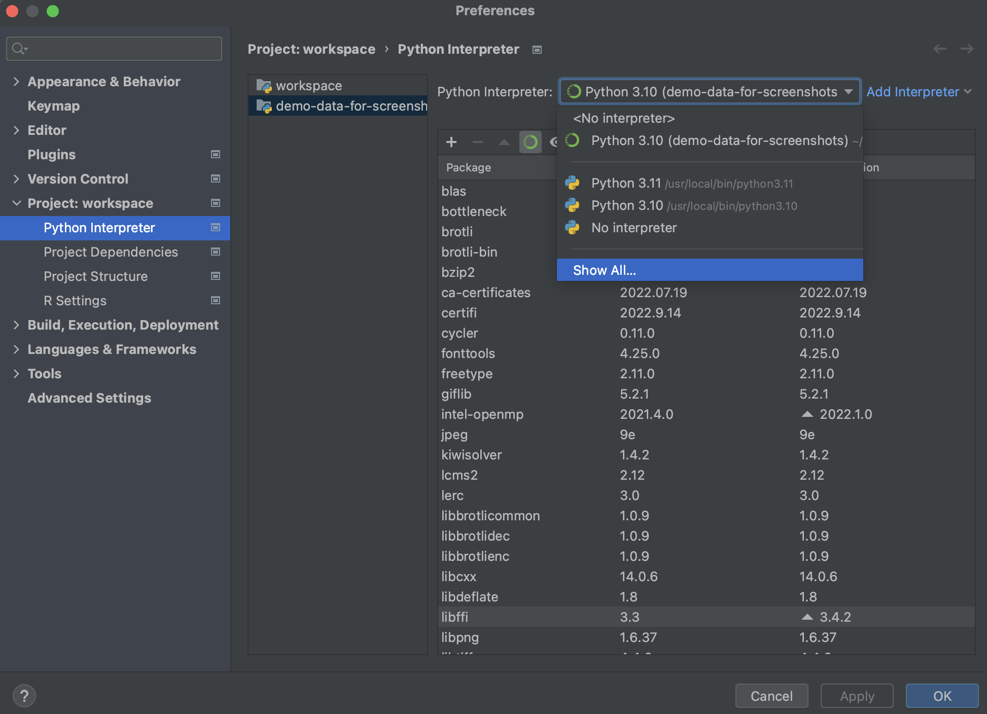 Set up a working environment | DataSpell Documentation