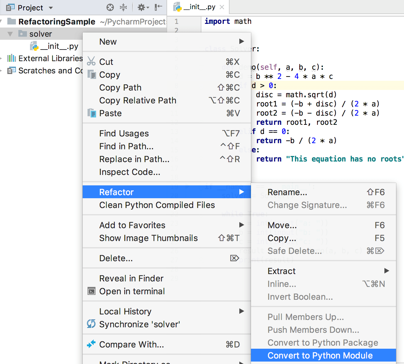 Convert To Package And Module PyCharm Documentation
