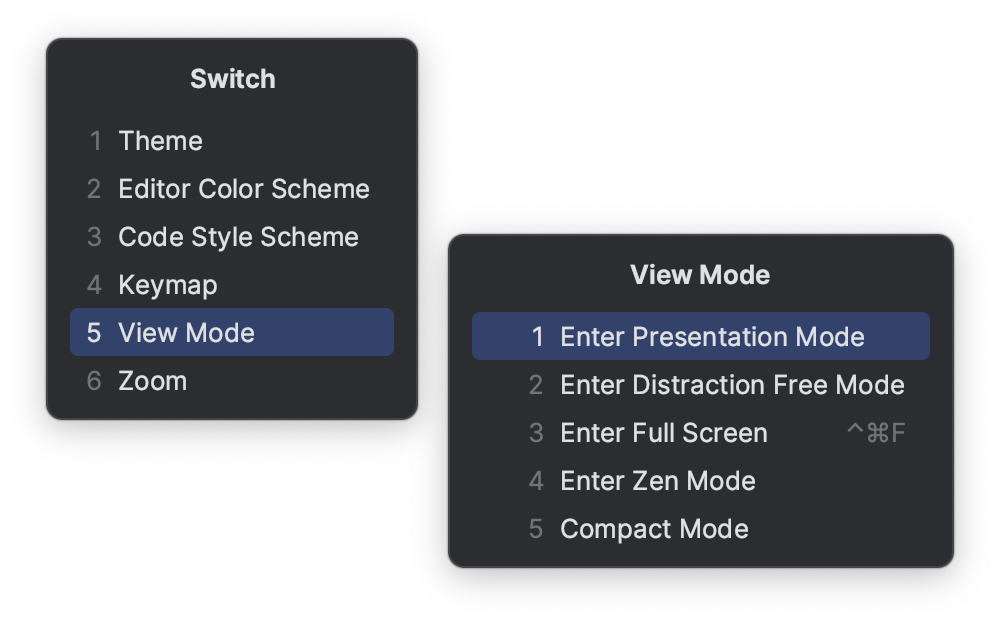 IDE viewing modes | PyCharm Documentation