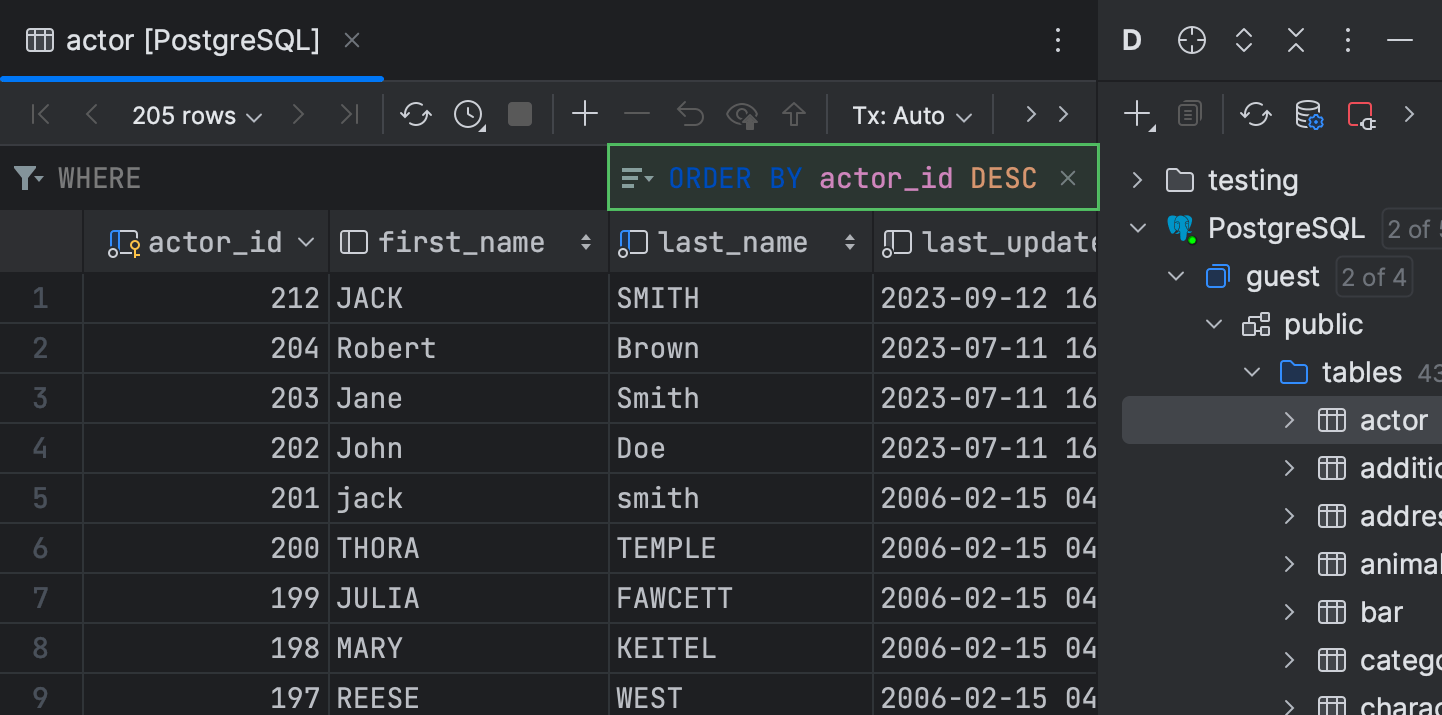 Sort data | IntelliJ IDEA Documentation
