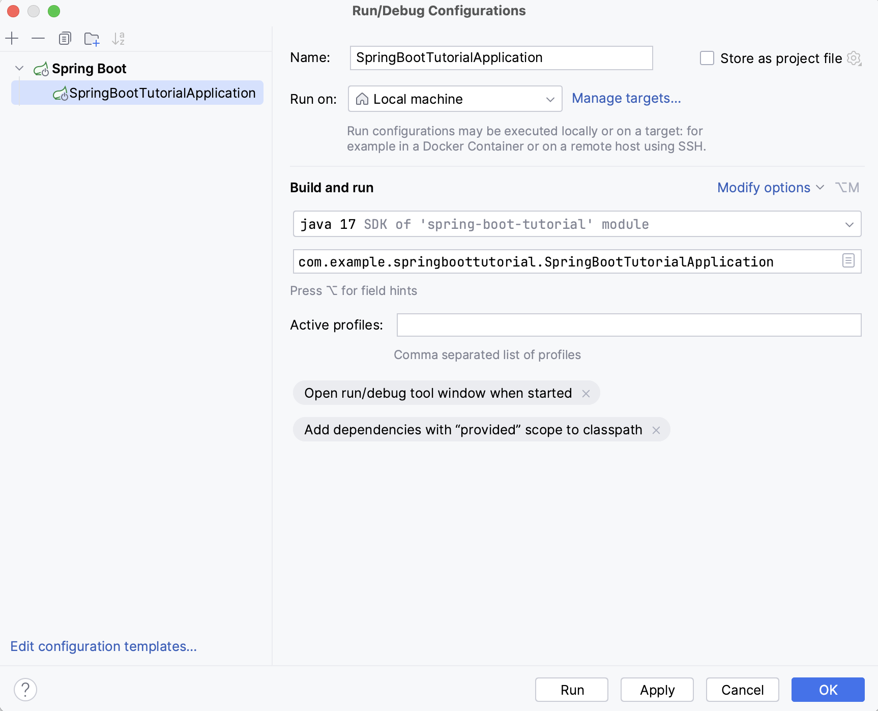 Spring Boot Run Configuration IntelliJ IDEA Documentation