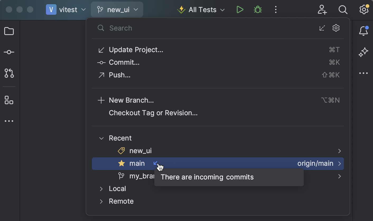 Sync with a remote Git repository (fetch, pull, update) | WebStorm Documentation