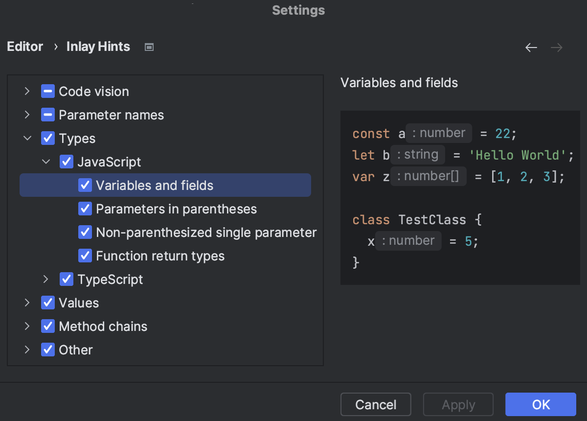 Inlay Hints | WebStorm Documentation