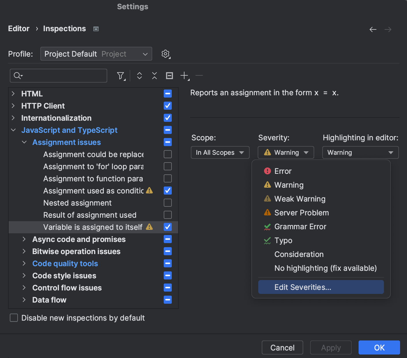 Code inspections | WebStorm Documentation