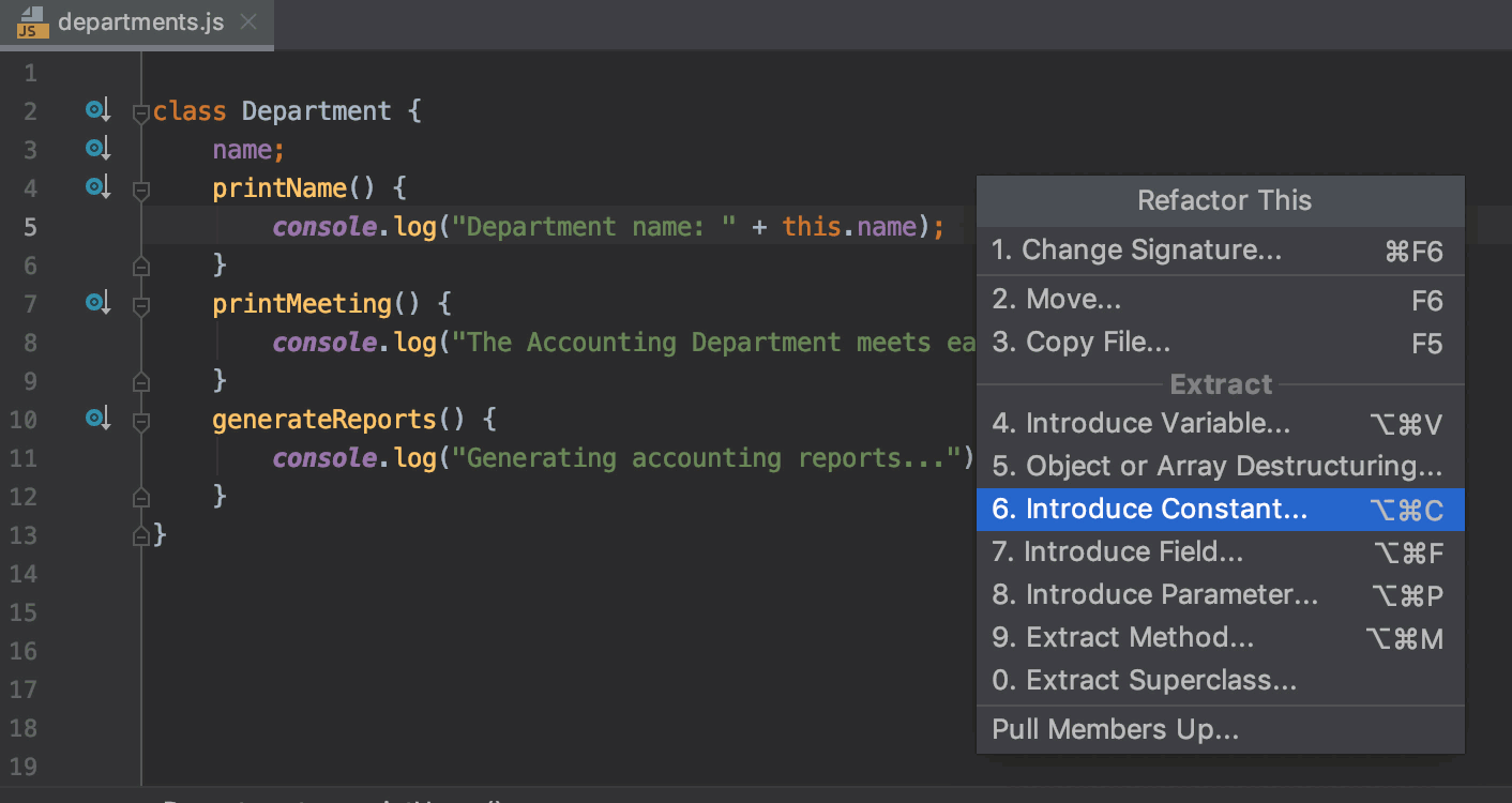 Refactoring JavaScript | WebStorm Documentation
