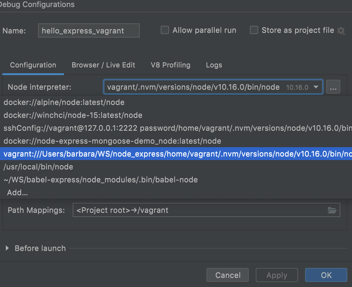 Node.js with Vagrant | WebStorm Documentation