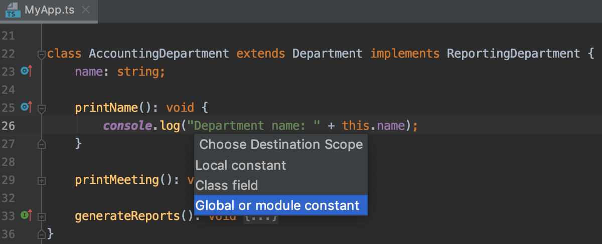 Refactoring Typescript Webstorm Documentation