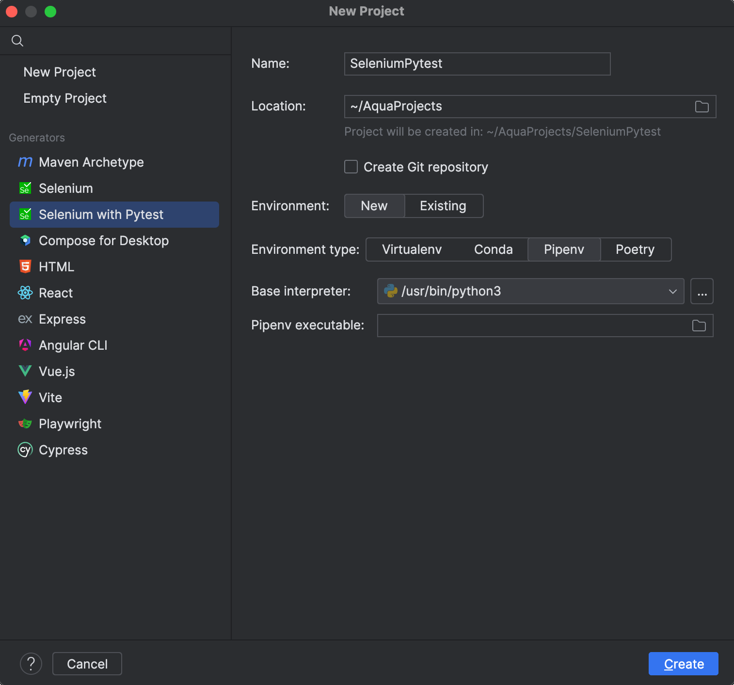 Selenium | PyCharm Documentation