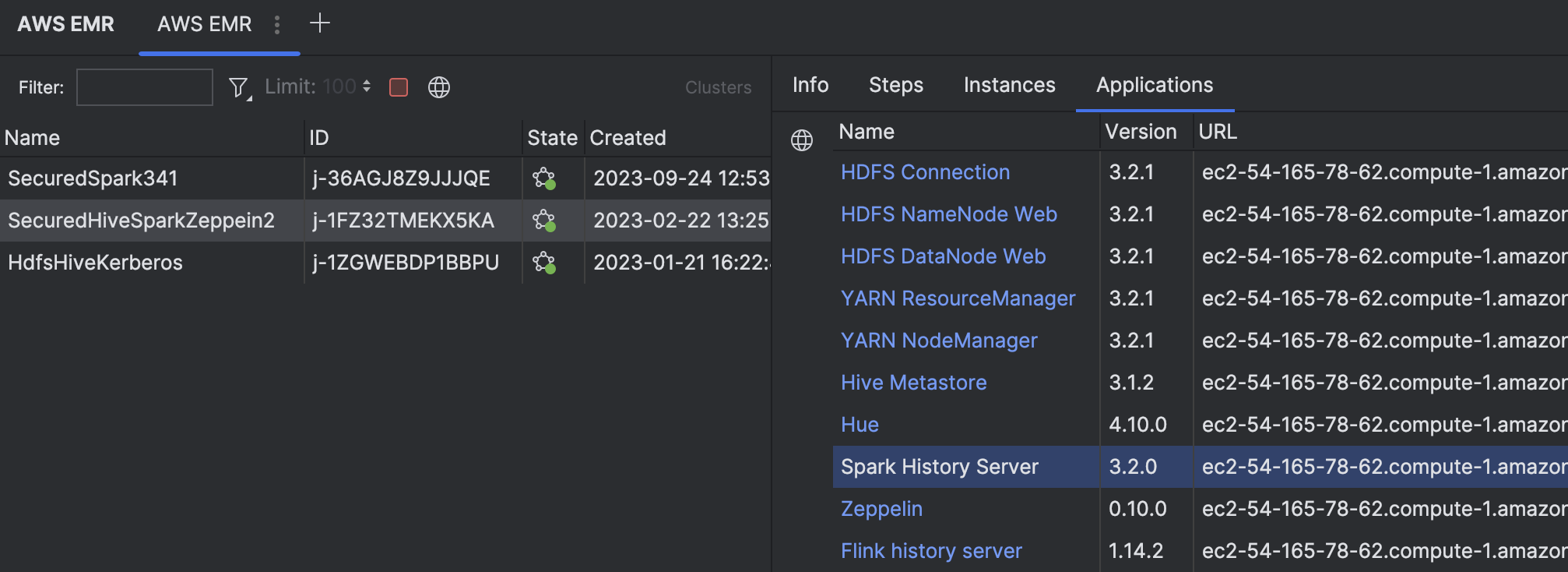 Amazon EMR | PyCharm Documentation