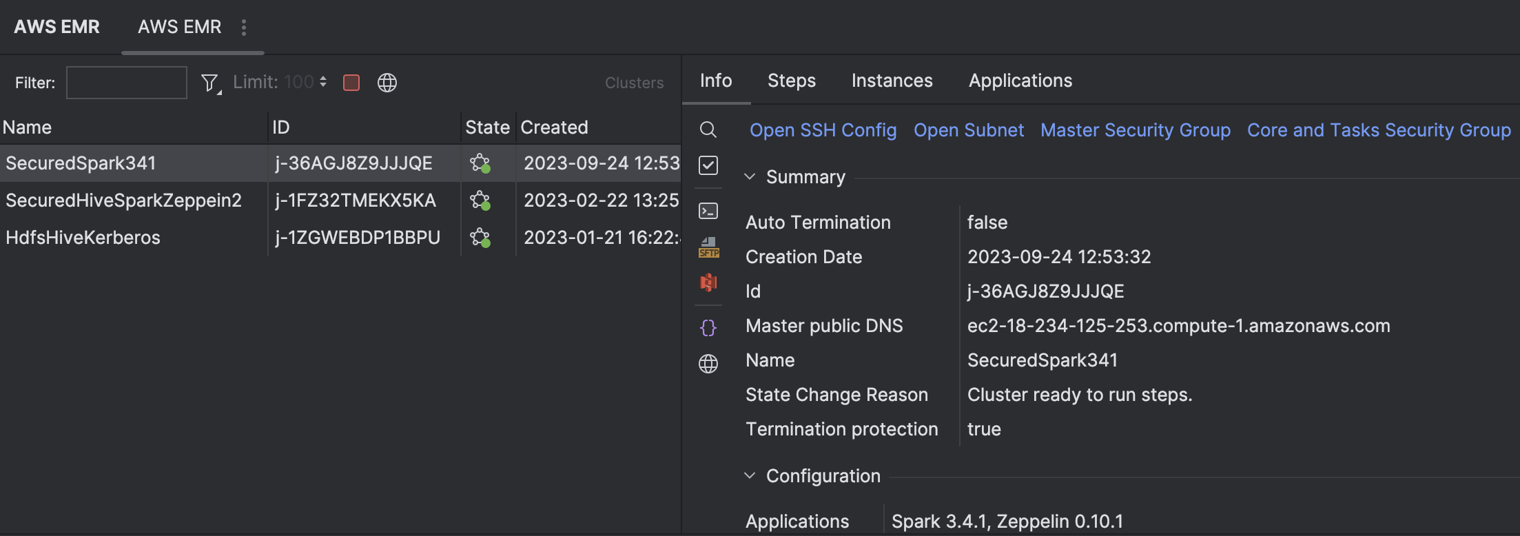 Amazon EMR | PyCharm Documentation