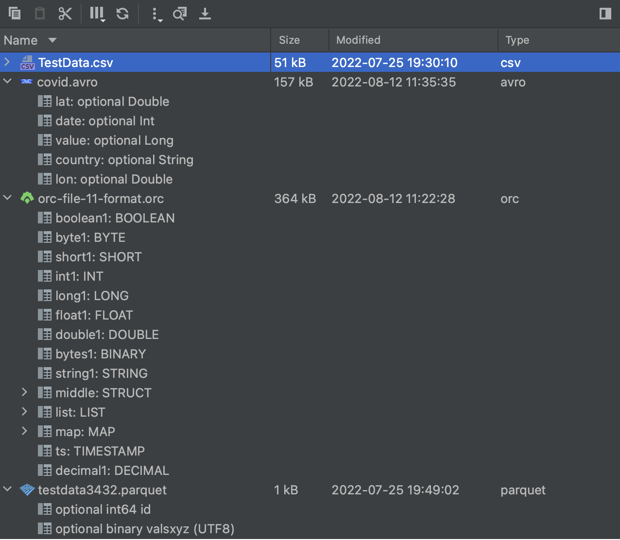 Work with data files | IntelliJ IDEA Documentation