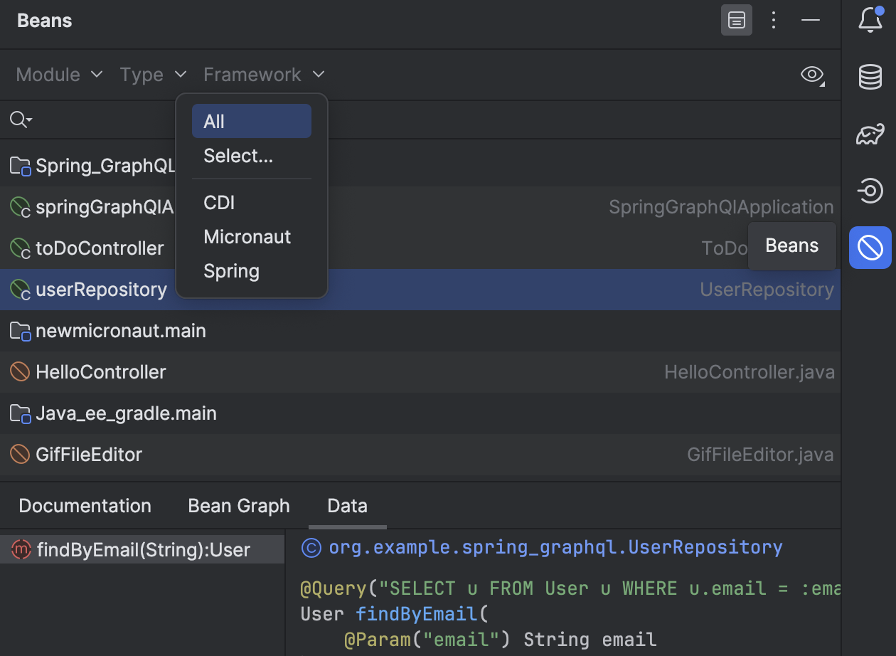 Beans tool window | IntelliJ IDEA Documentation