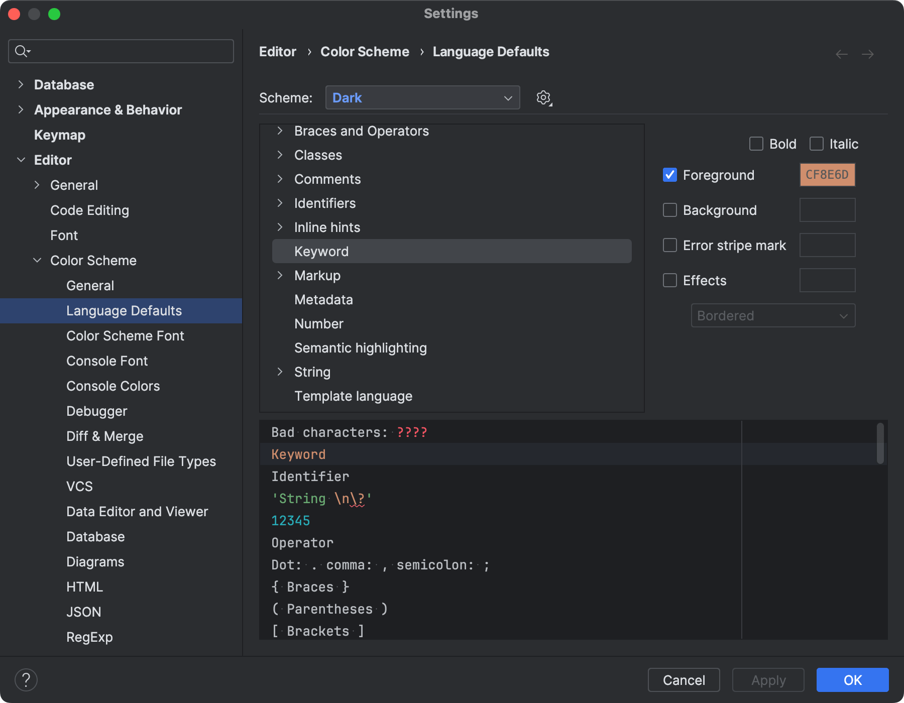 Colors and fonts | DataGrip Documentation