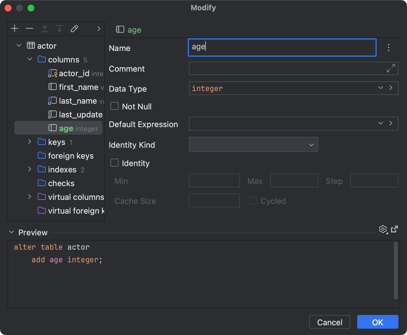 Columns | DataGrip Documentation