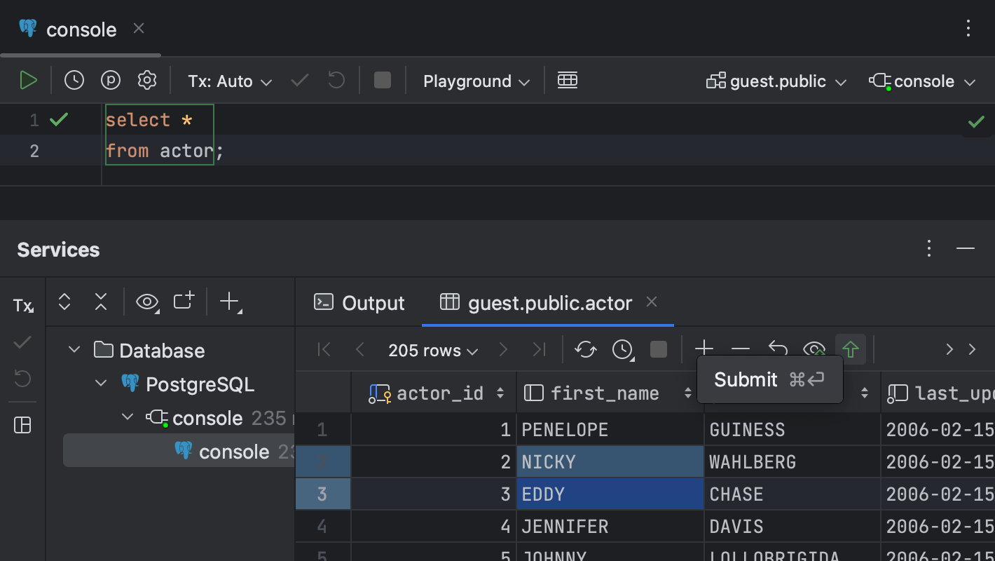 Query results | IntelliJ IDEA Documentation