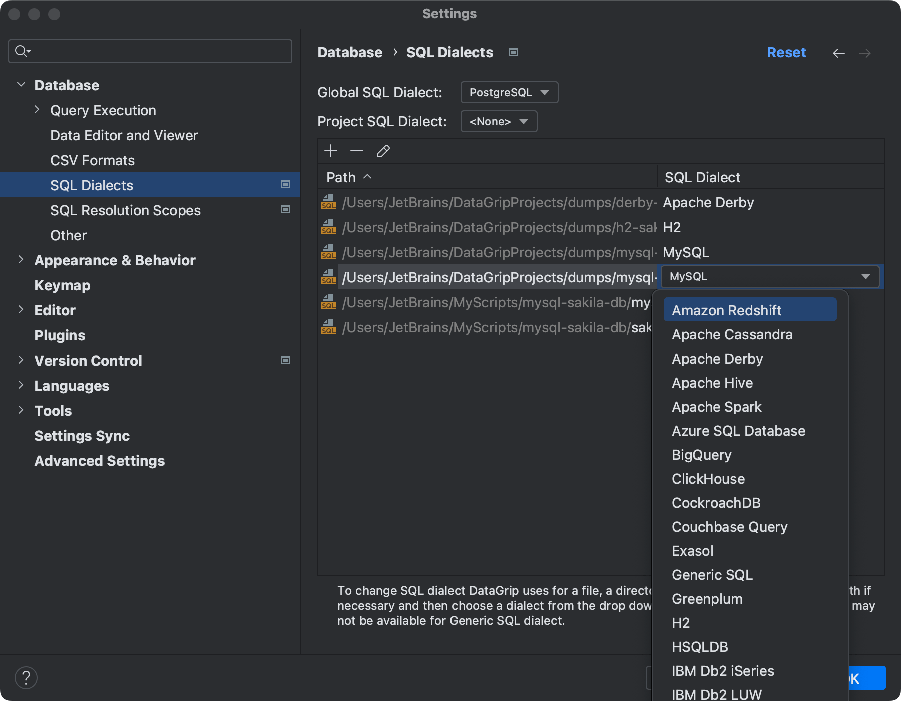 User files | DataGrip Documentation