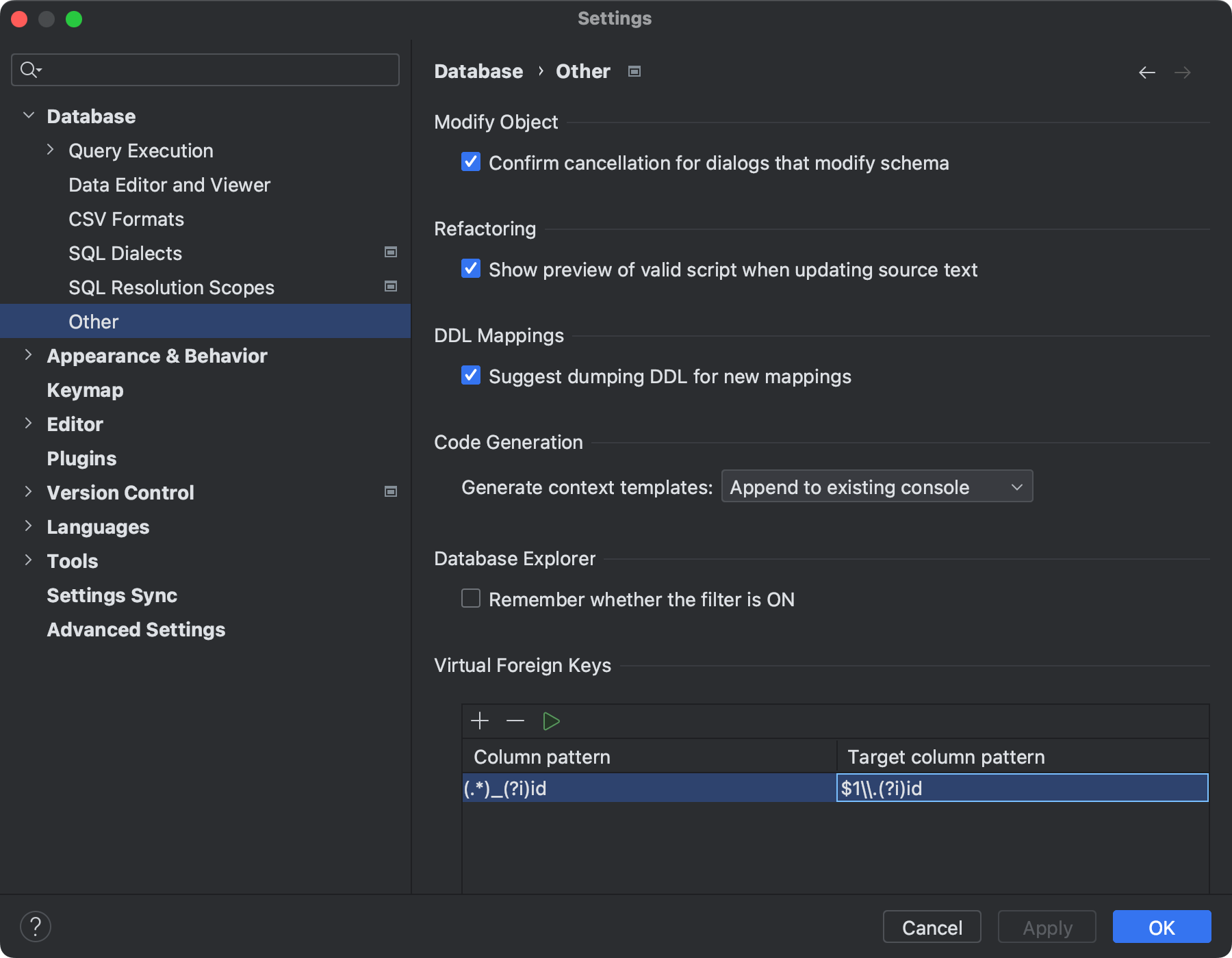 Virtual foreign keys | IntelliJ IDEA Documentation