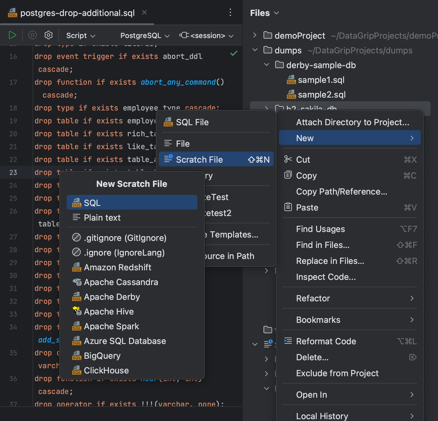 Scratch files | DataGrip Documentation