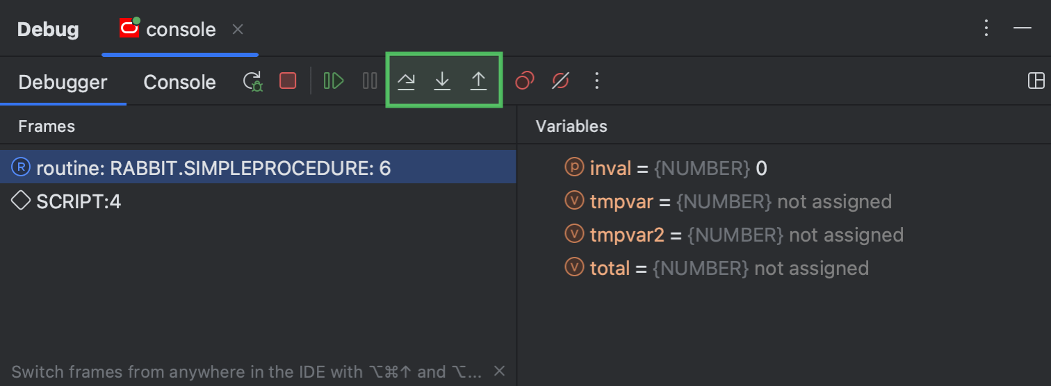 Step through the program | DataGrip Documentation