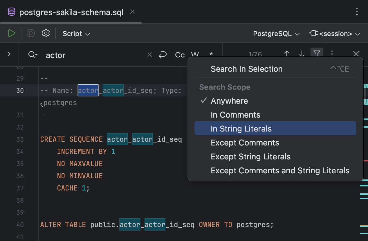 Search in DataGrip | DataGrip Documentation