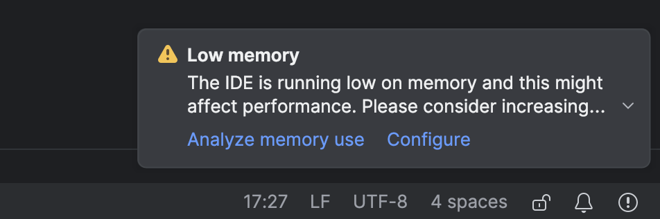 Increase the memory heap of the IDE | DataGrip Documentation
