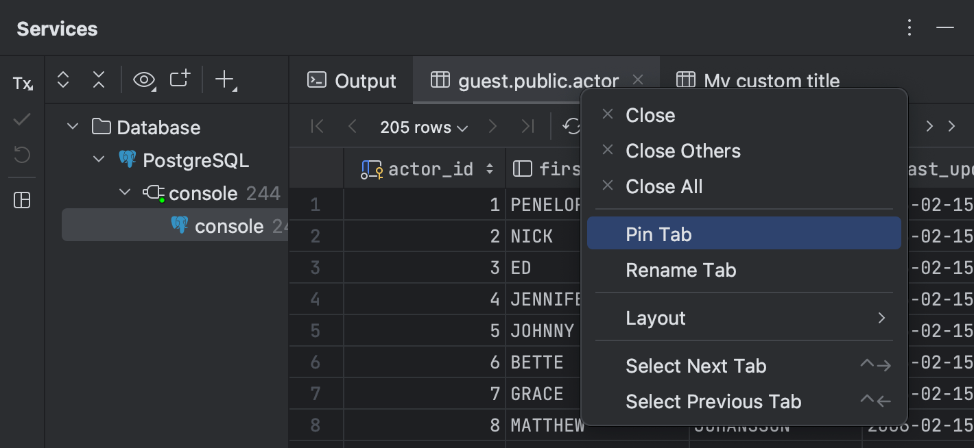 Query results | IntelliJ IDEA Documentation