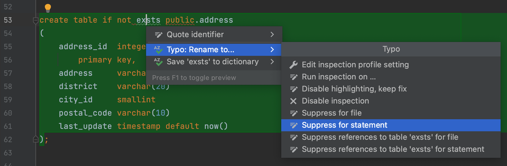 Spellchecking | DataGrip Documentation