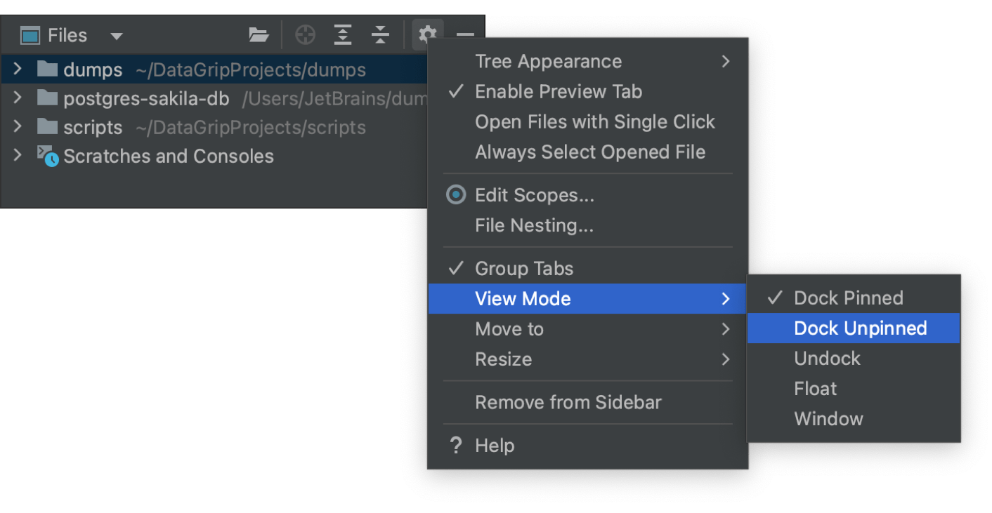 Tool window view modes | DataGrip Documentation