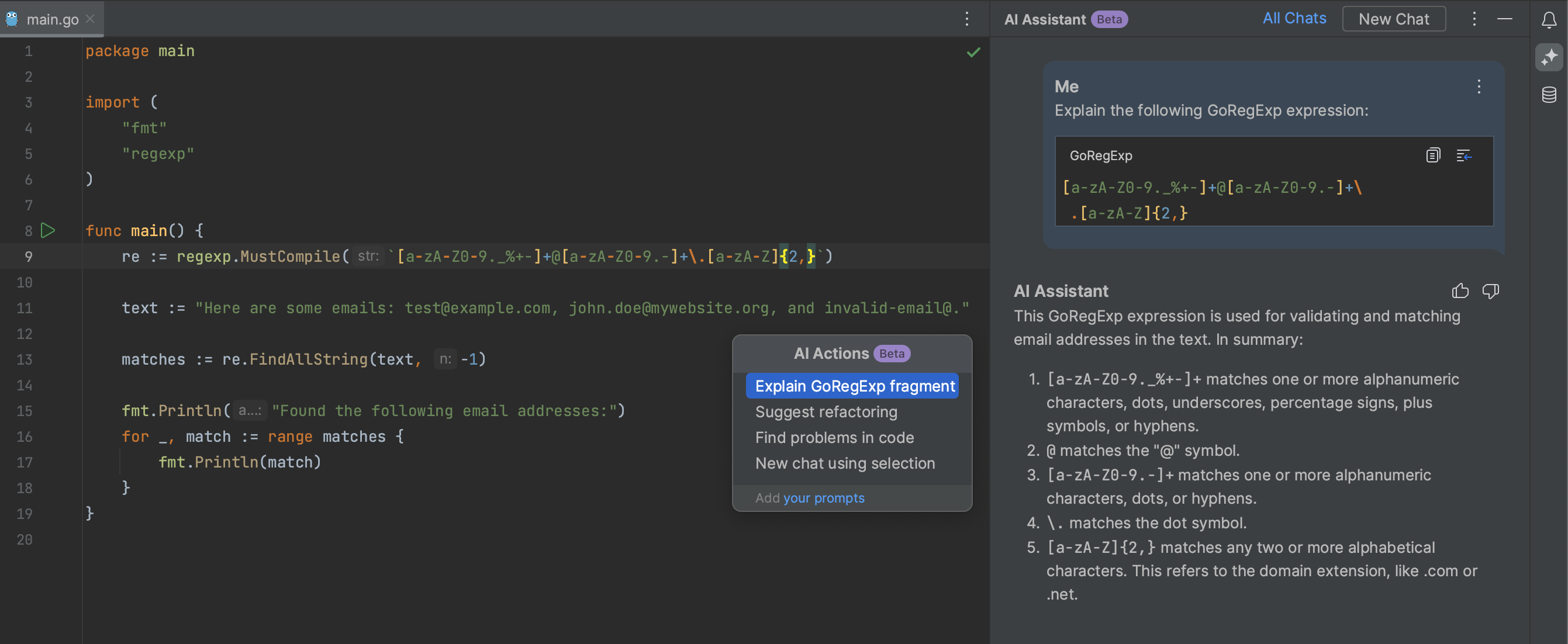 Use Ai Prompts To Explain And Refactor Your Code Goland Documentation