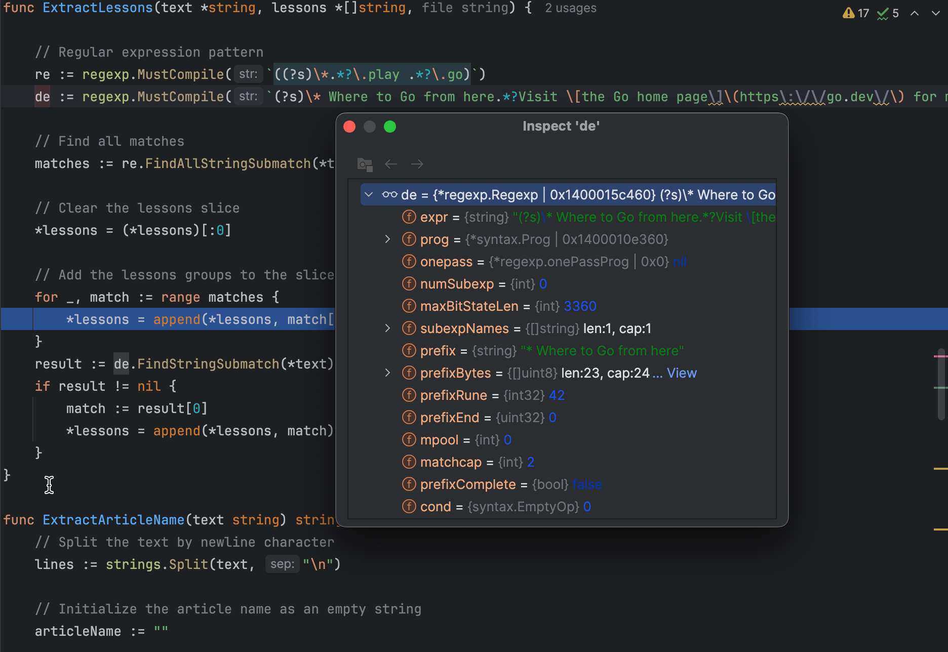 Examine suspended program | GoLand Documentation