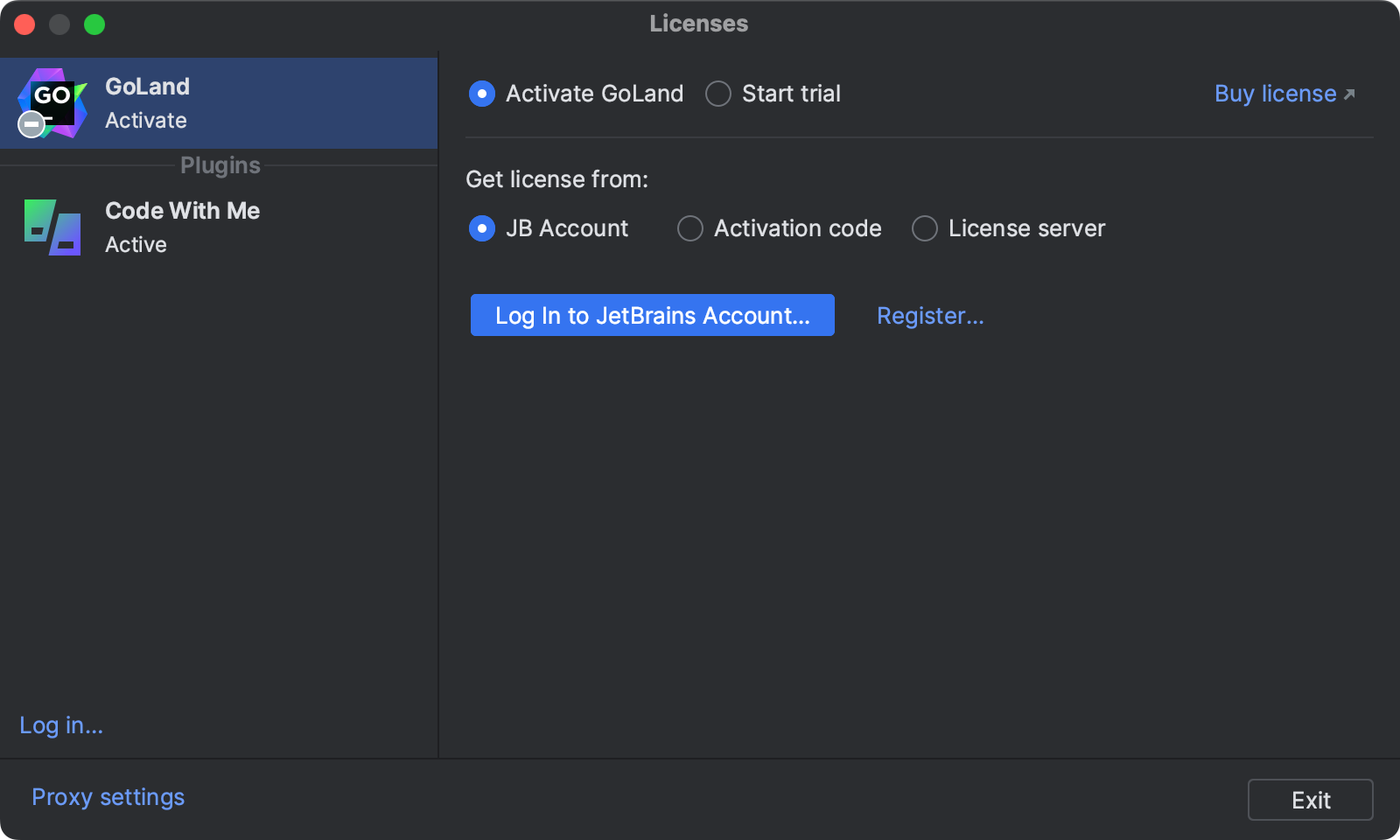 Register GoLand | GoLand Documentation